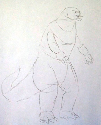 How to draw and shade a realistic Godzilla easy for drawing / painting ...