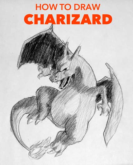 How to draw CHARIZARD easy step by step drawing tutorial - Barnett Gallery