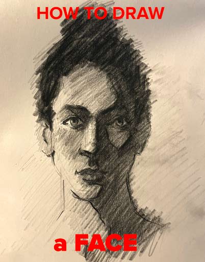 How to draw a FACE drawing easy step by step beginners with eyes, nose ...