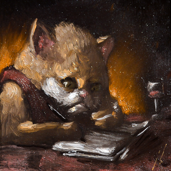 Original signed oil painting "Cat Writing" by Joel Barnett - Barnett ...