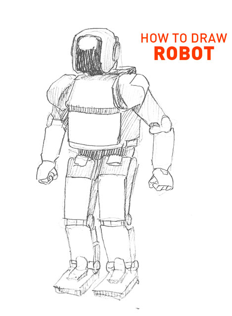 ROBOT drawing easy STEP BY STEP how to draw art realistic robotics ...