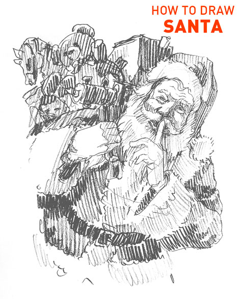 SANTA drawing easy STEP BY STEP how to draw art realistic Christmas ...